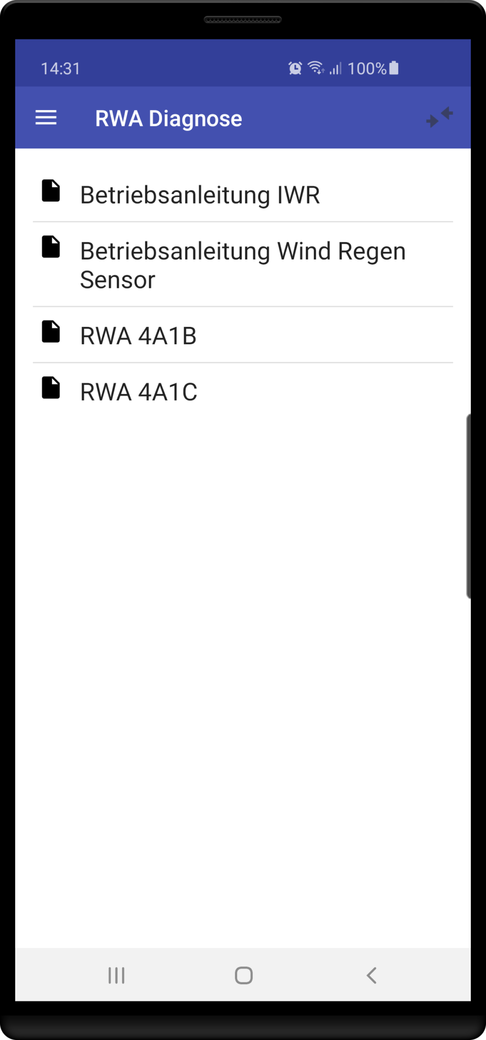 Android RWA Diagnose App - RWA-Zentrale.de